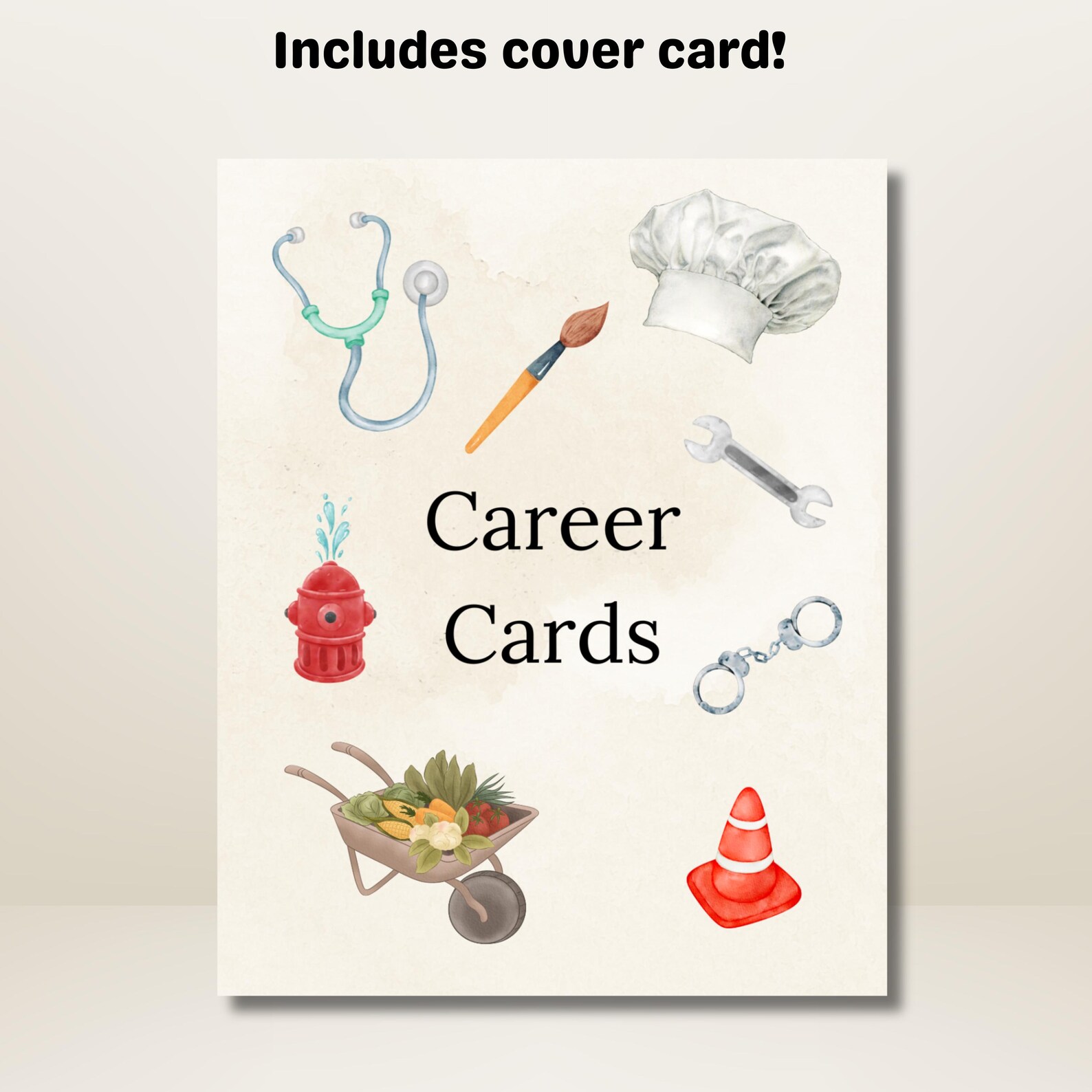 Career Cards for Occupation Recognition Watercolor Prints for Toddler ...