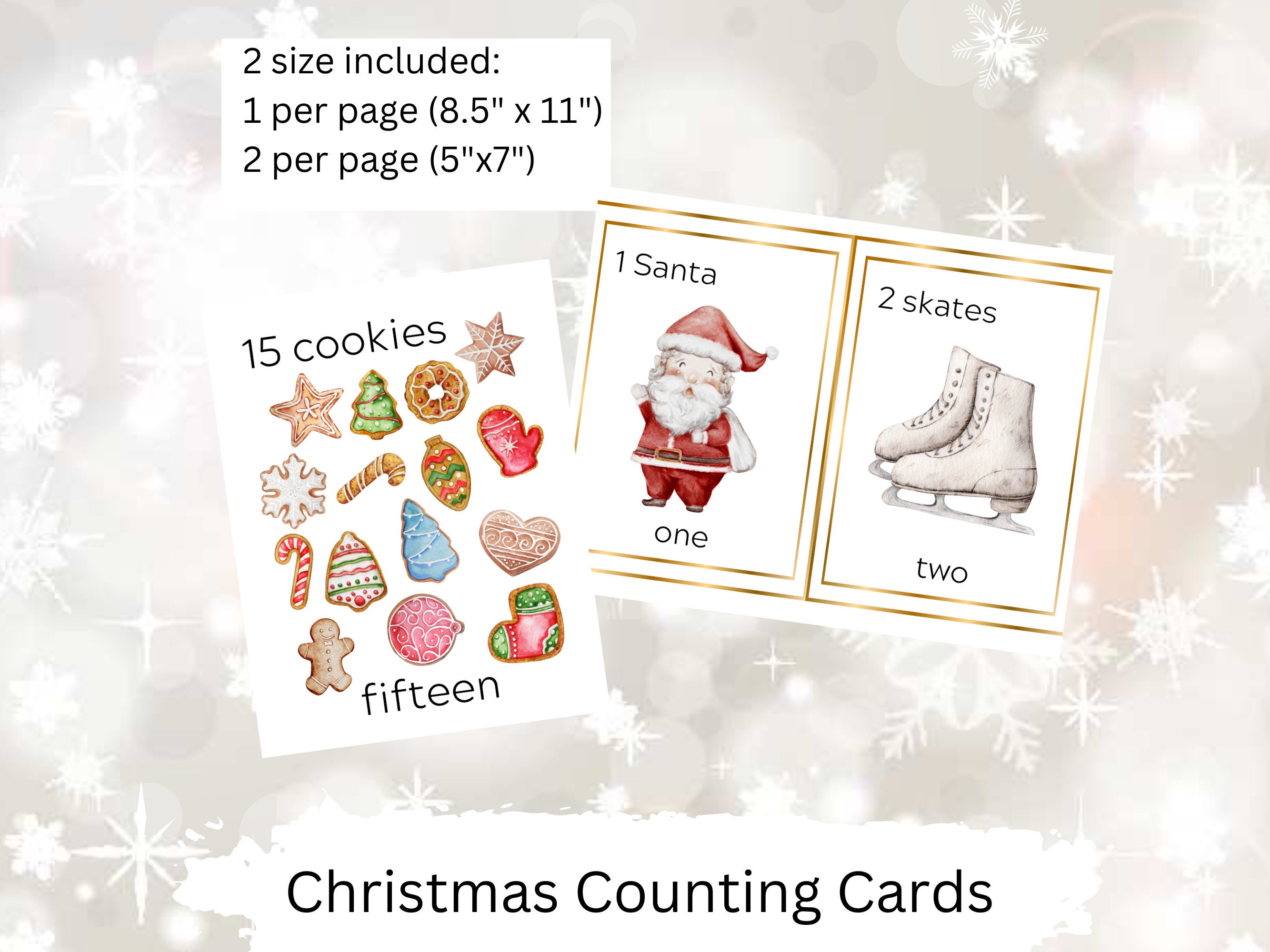 Christmas Number Cards Printable Holiday Preschool Classroom Counting ...