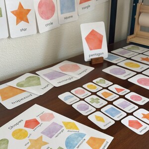 Watercolor Cards for Learning Shapes Minimalist Rainbow Color Shapes ...