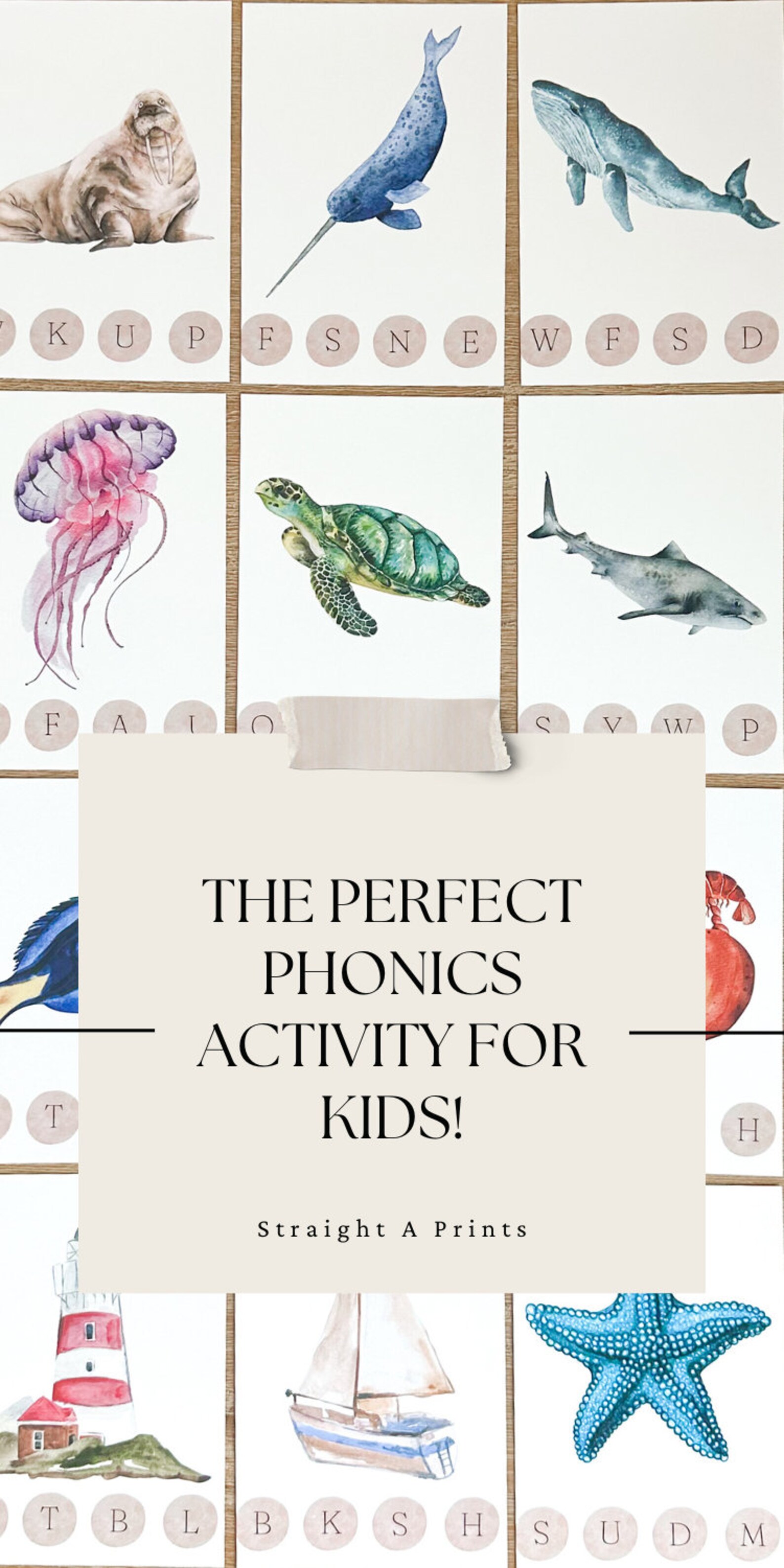 Ocean Letter Clip Cards English Alphabet Ocean Flashcards Elementary ...