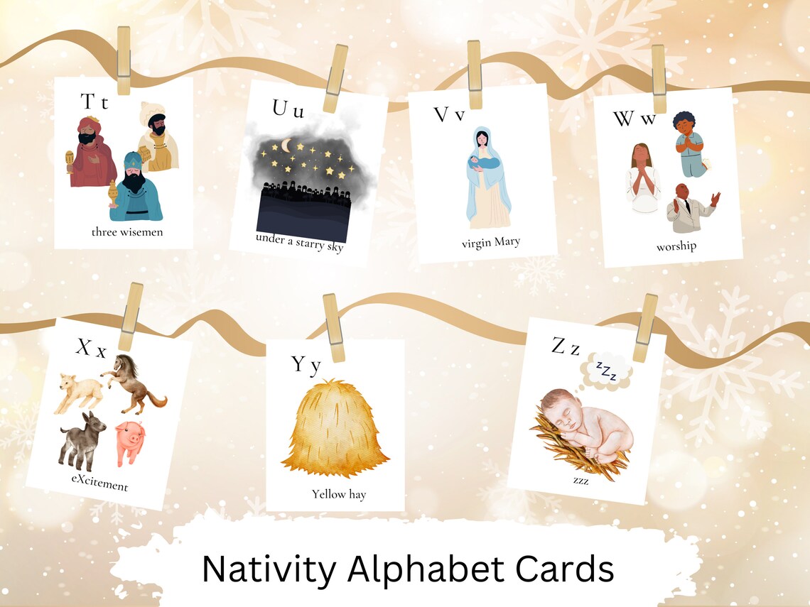 Nativity Alphabet Cards / Nativity Christmas Cards / Winter ABC Cards ...