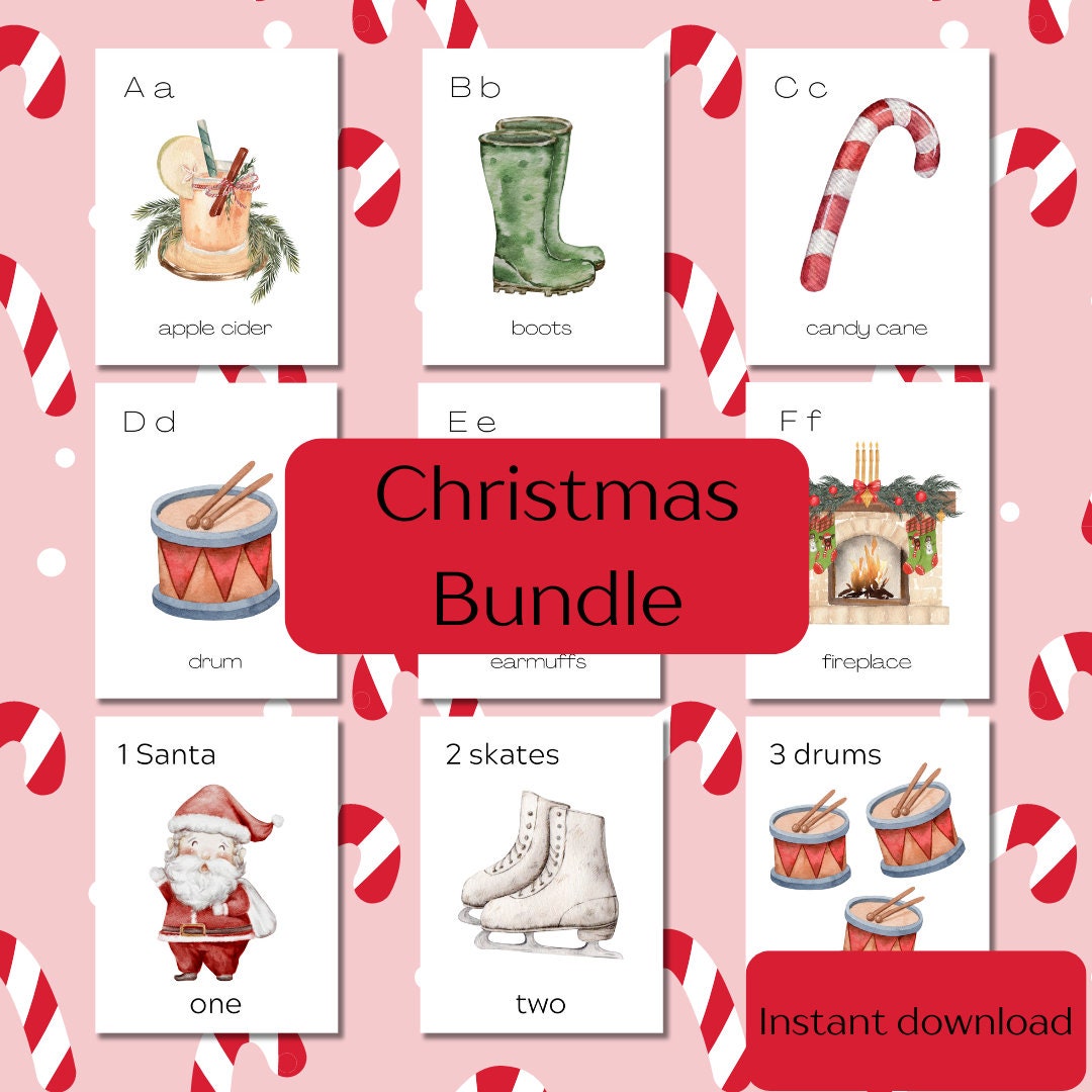 Winter Christmas Bundle Winter Flashcards ABC Activity Flash Cards ...