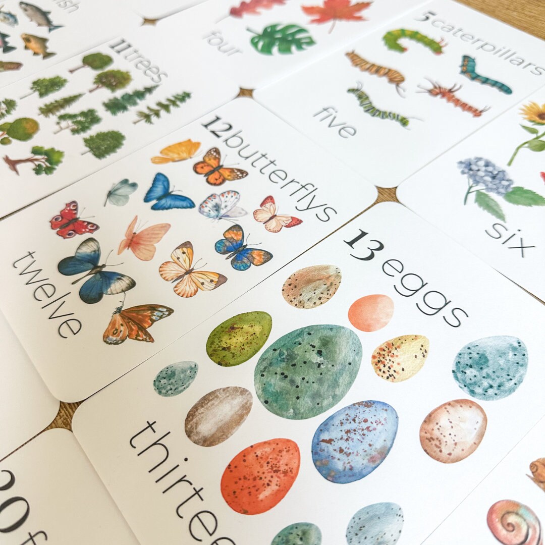 Nature Number Cards 1-20 Classroom Math Counting Cards Nursery Wall Art ...