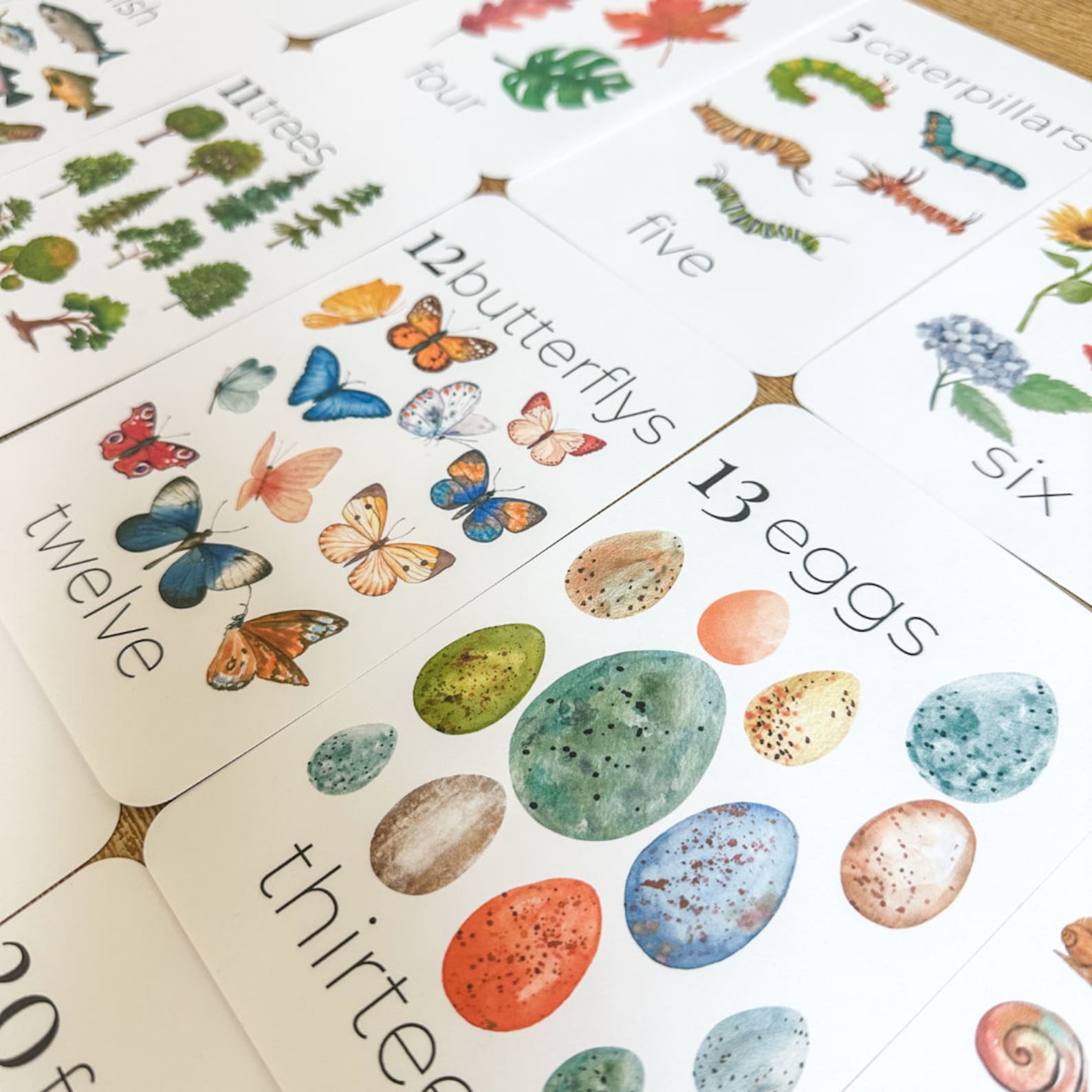 Nature Number Cards 1-20 Classroom Math Counting Cards Nursery Wall Art ...