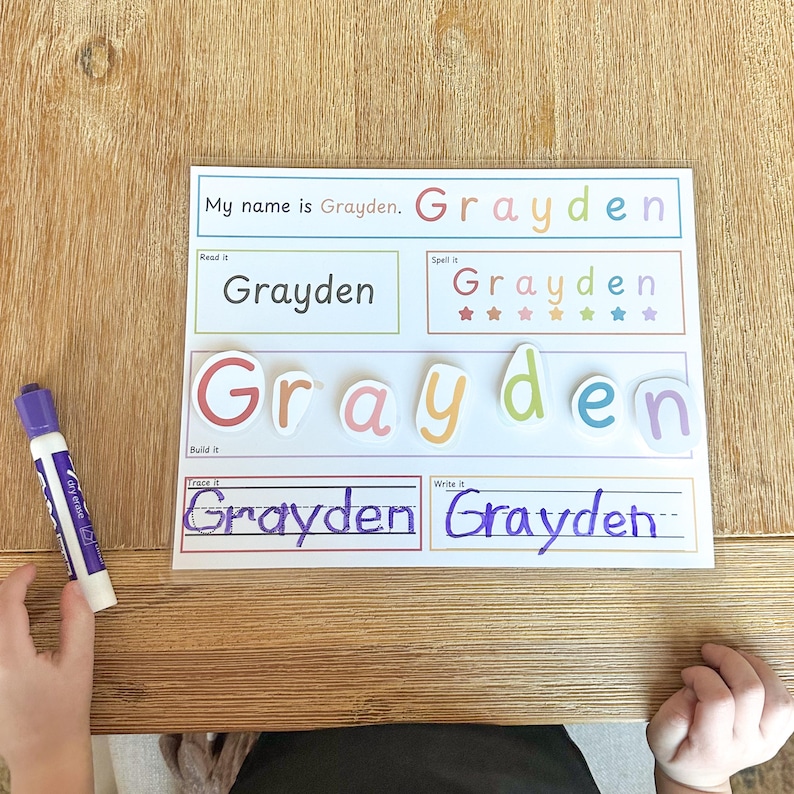 Personalized Name and Birthday Dry Erase Boards Custom Name Learning ...