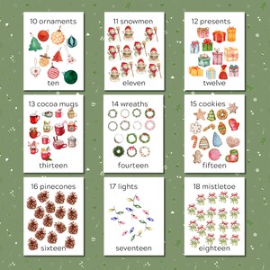 Christmas Number Cards Printable Holiday Preschool Classroom Counting ...