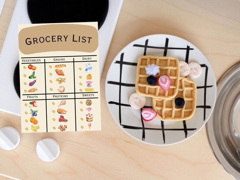 Pretend Play Grocery List Play Kitchen Accessories for Kids - Etsy