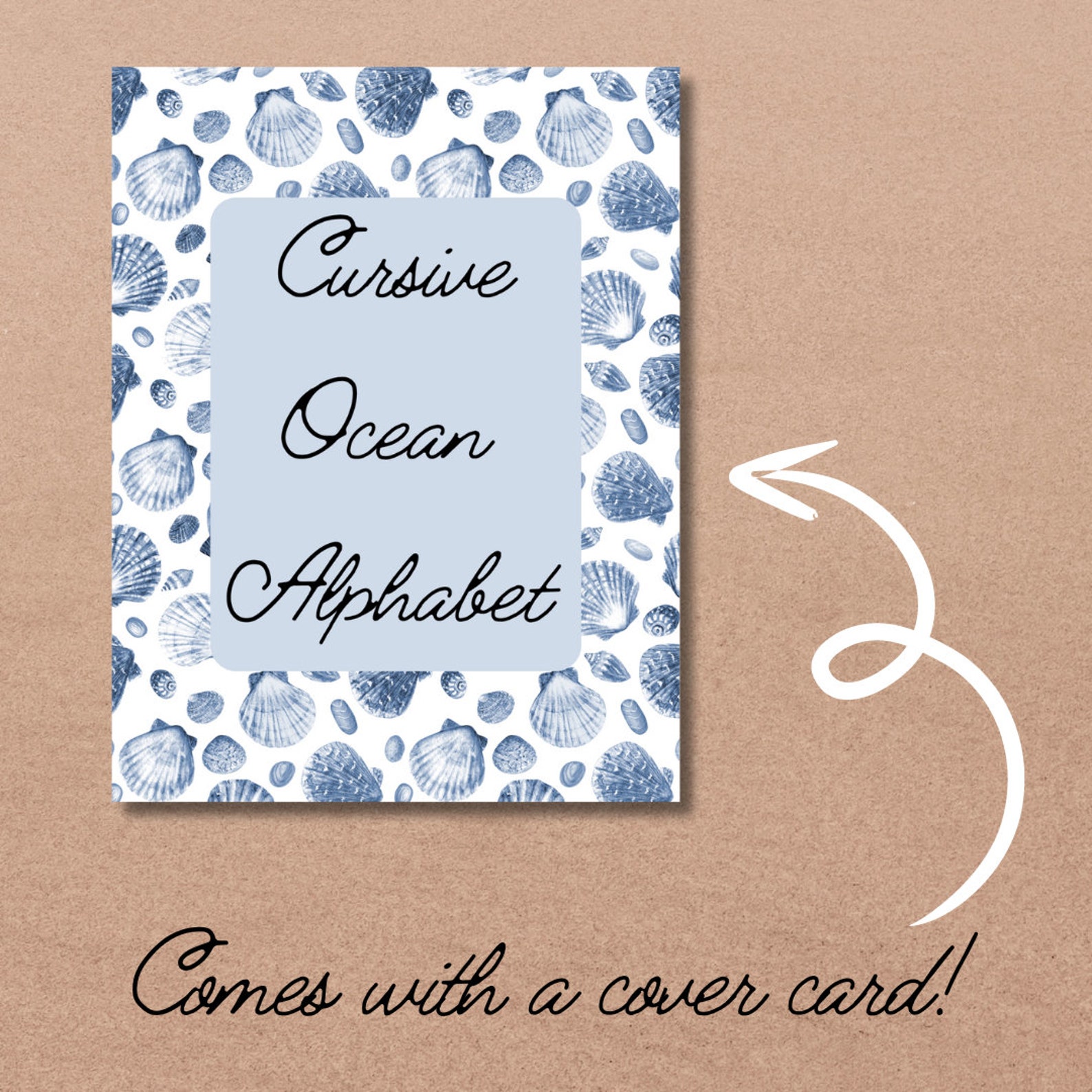 Cursive Ocean Alphabet Flash Cards Ocean Theme Educational Cursive ...