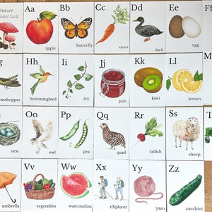 Nature Alphabet Flash Cards Farm Alphabet ABC Flashcards Watercolor ...