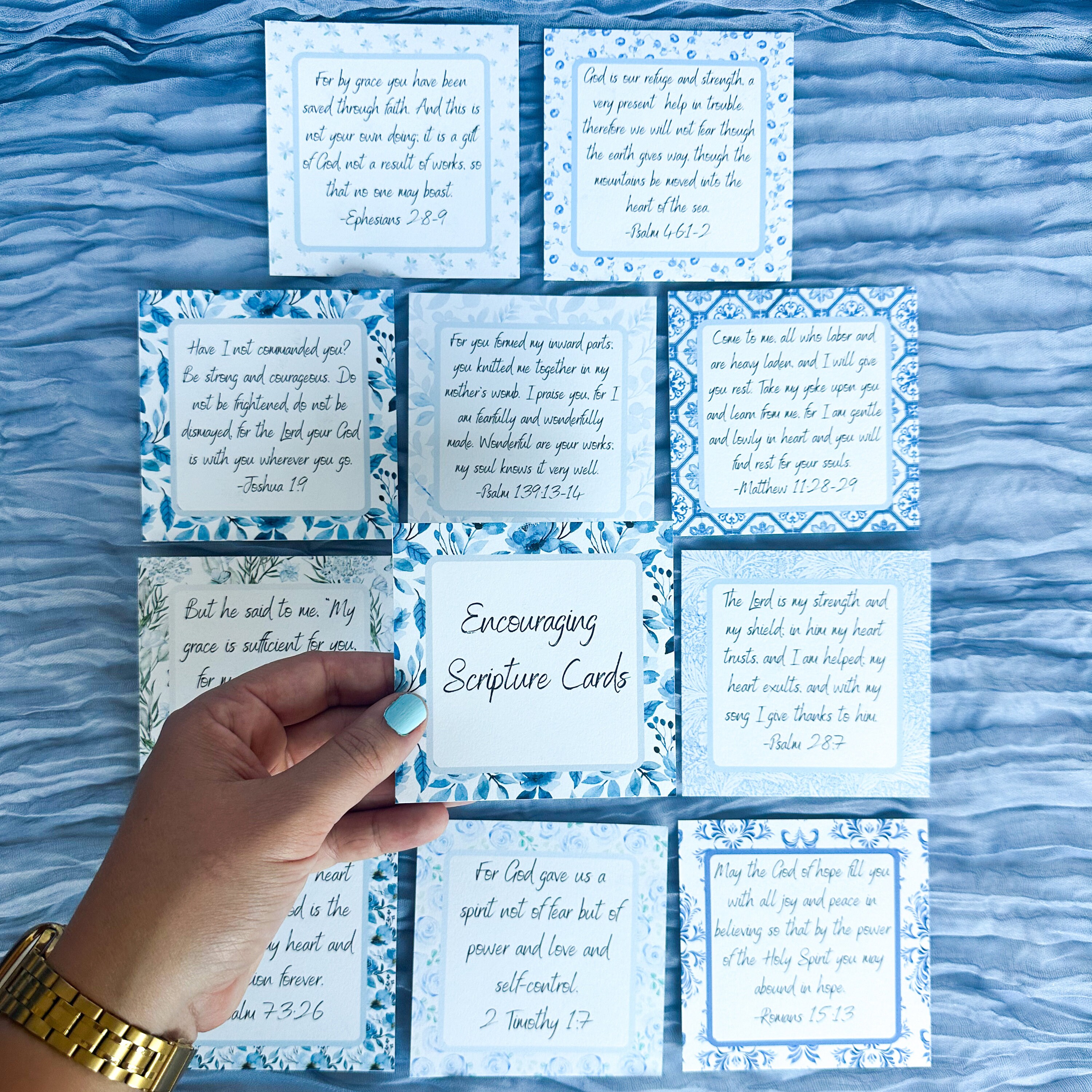 Blue and White Encouraging Scripture Cards for Pregnancy Gift Christian ...