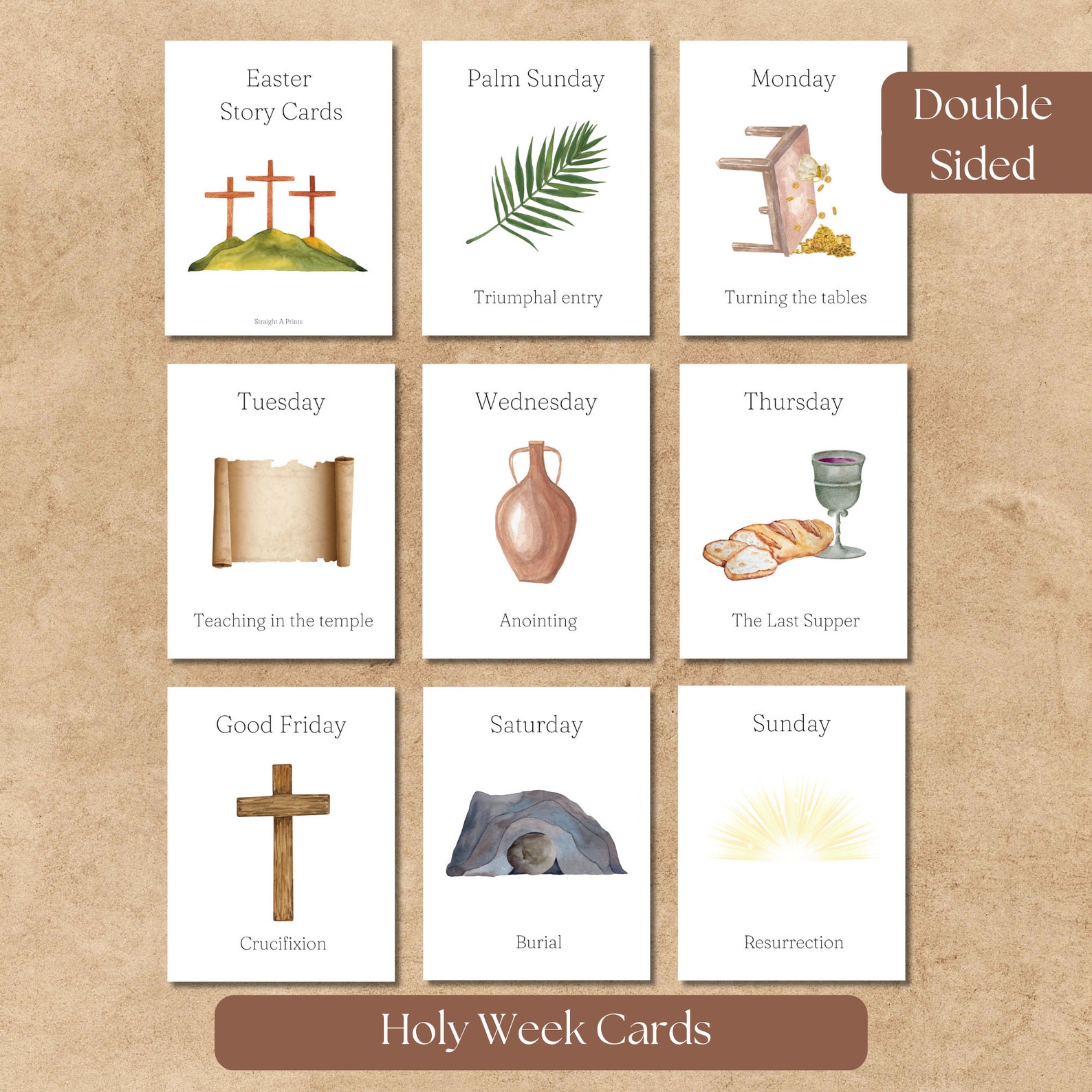 Easter Story Cards Christian Easter Flashcards Easter Basket Stuffers ...