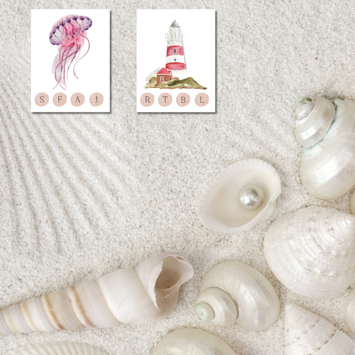 Ocean Letter Clip Cards English Alphabet Ocean Flashcards Elementary ...