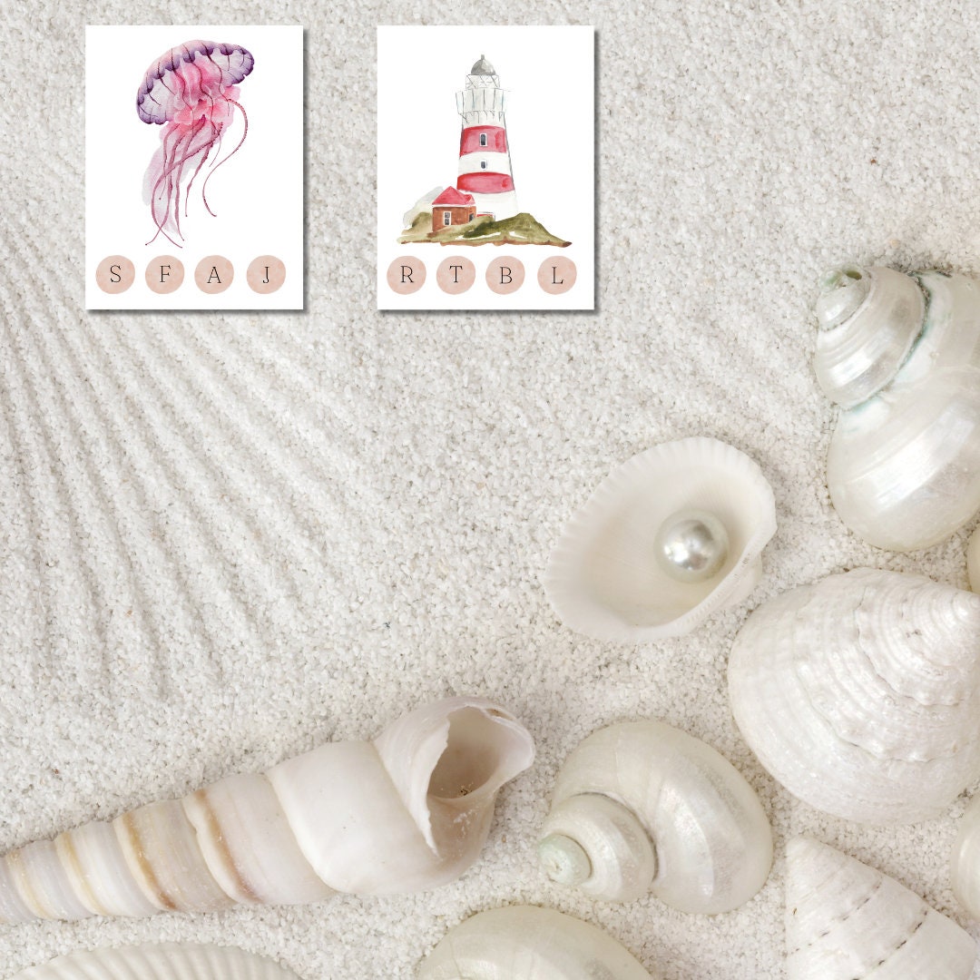 Ocean Letter Clip Cards English Alphabet Ocean Flashcards Elementary ...