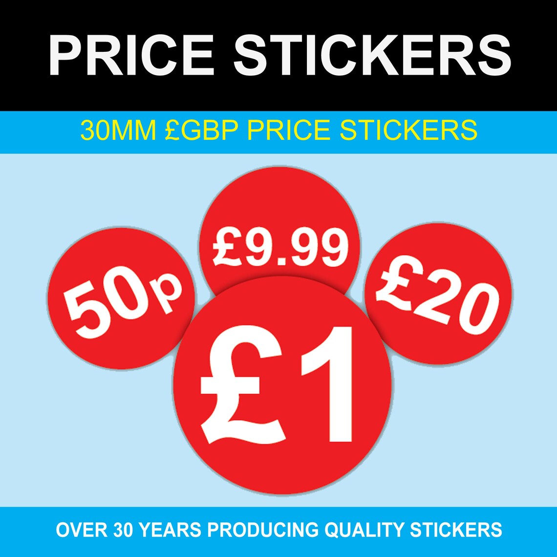 Pounds Red Price Stickers – 30mm - Etsy UK