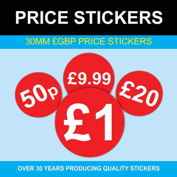 Pounds Red Price Stickers 30mm | Etsy