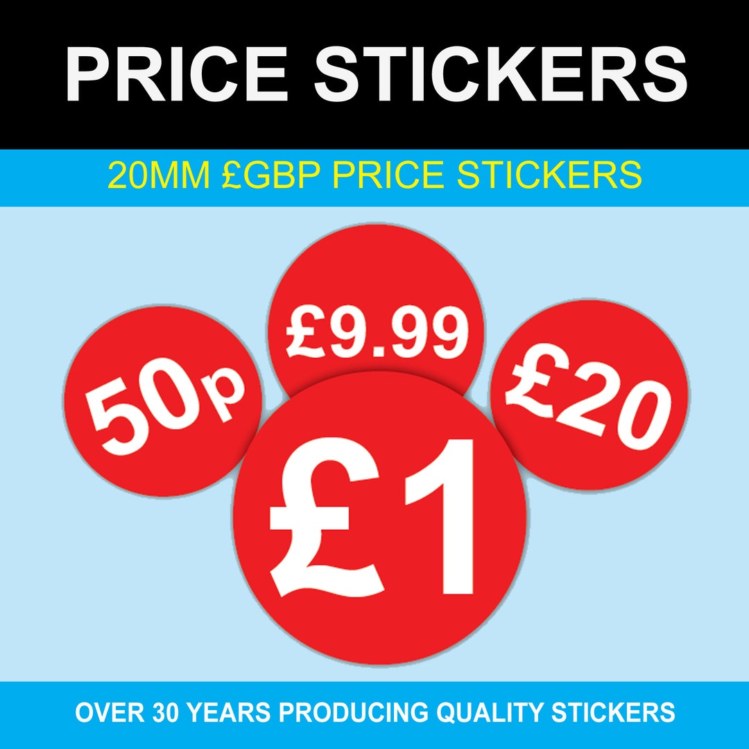 Pounds Red Price Stickers – 20mm - Etsy