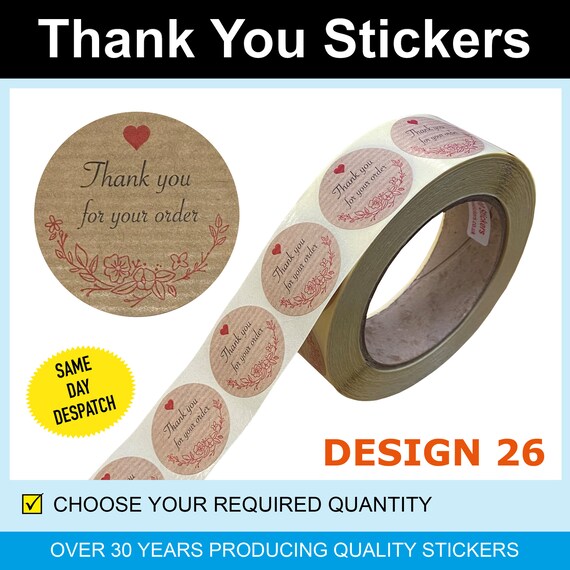 Design 26 35mm Circular Thank You Stickers - Etsy
