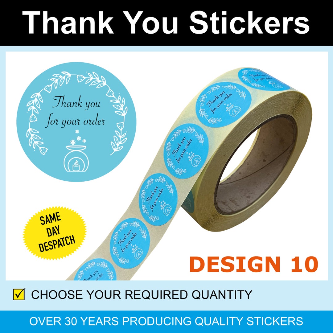 Design 10 - 35mm Circular Thank You Stickers - Etsy