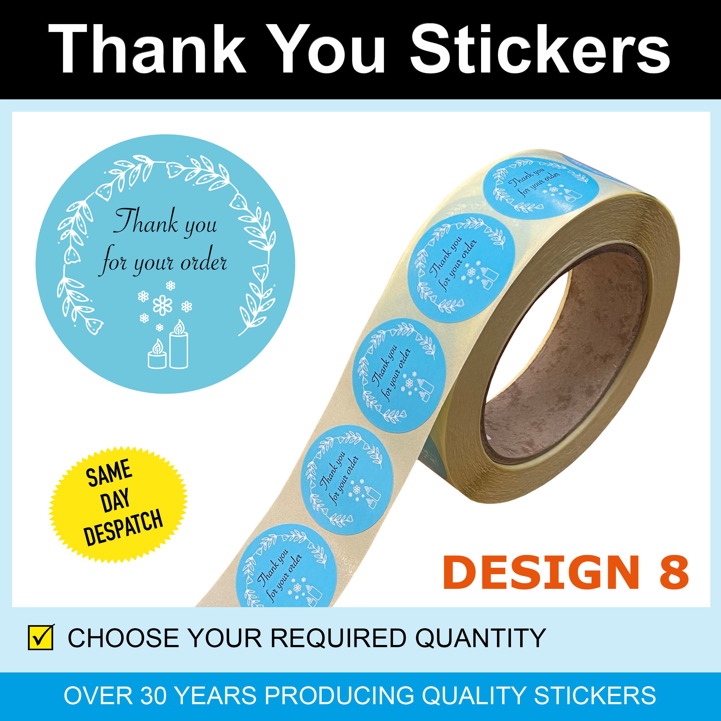 Design 8 - 35mm Kreis Danke Sticker - Etsy.de