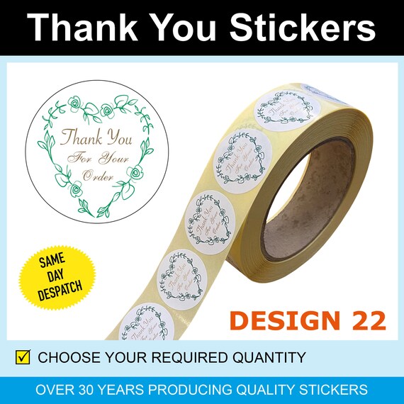 Design 22 35mm Circular Thank You Stickers | Etsy