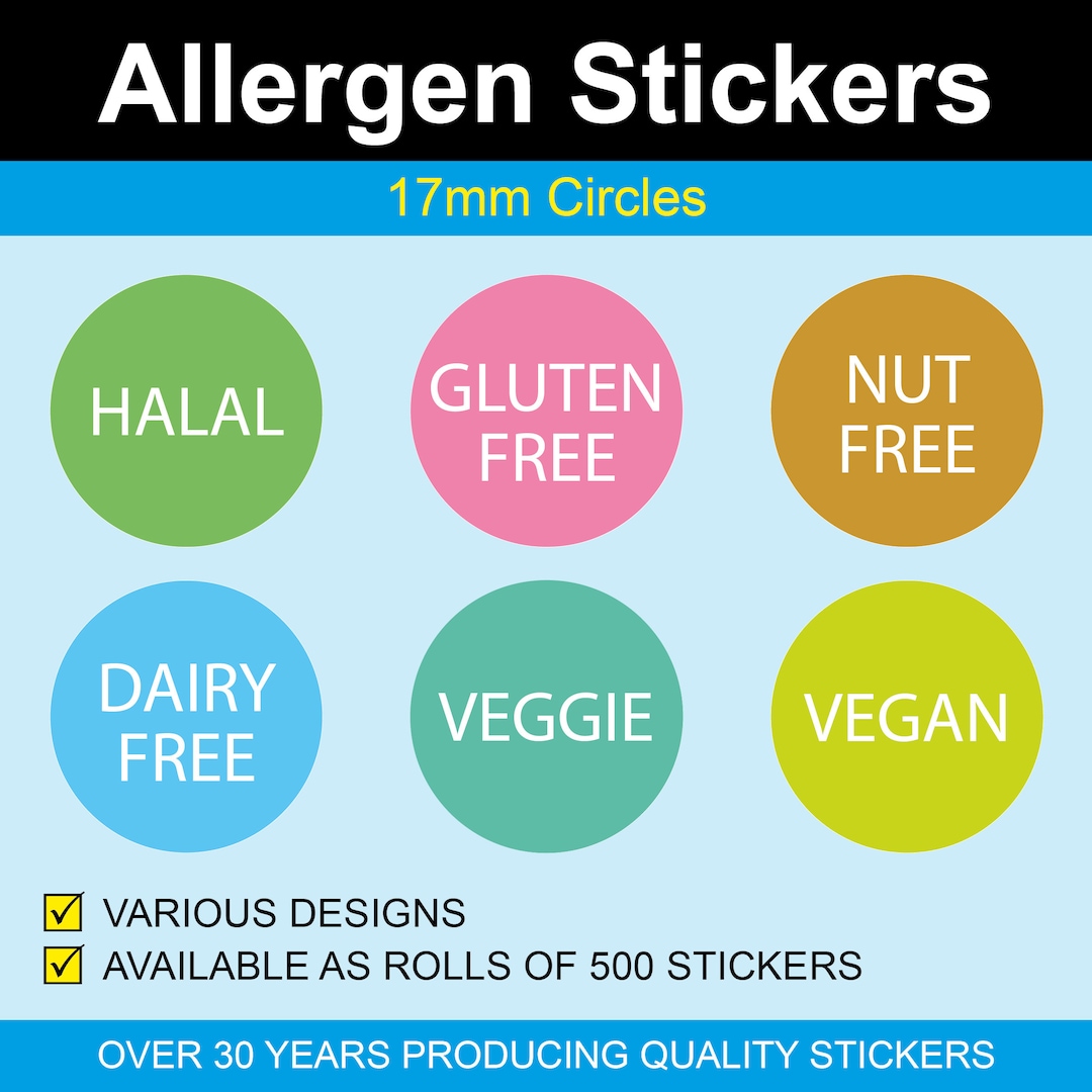 Allergen Stickers (roll of 500 Stickers) - Etsy