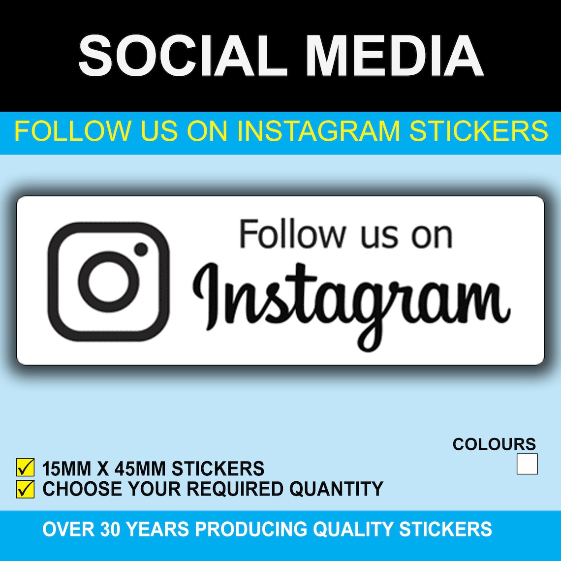 Follow us on Instagram Stickers 15 x 45mm | Etsy
