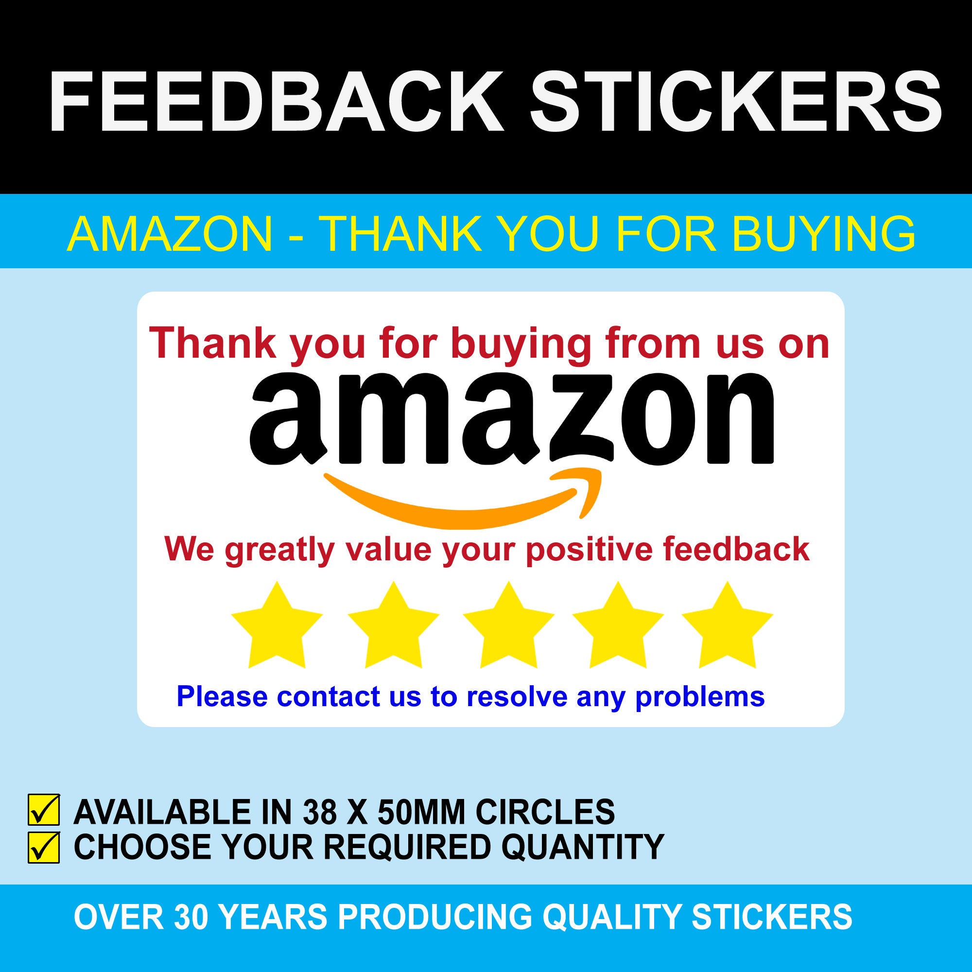 Amazon – Thank You for Buying From Us Stickers – 38 X 50mm - Etsy
