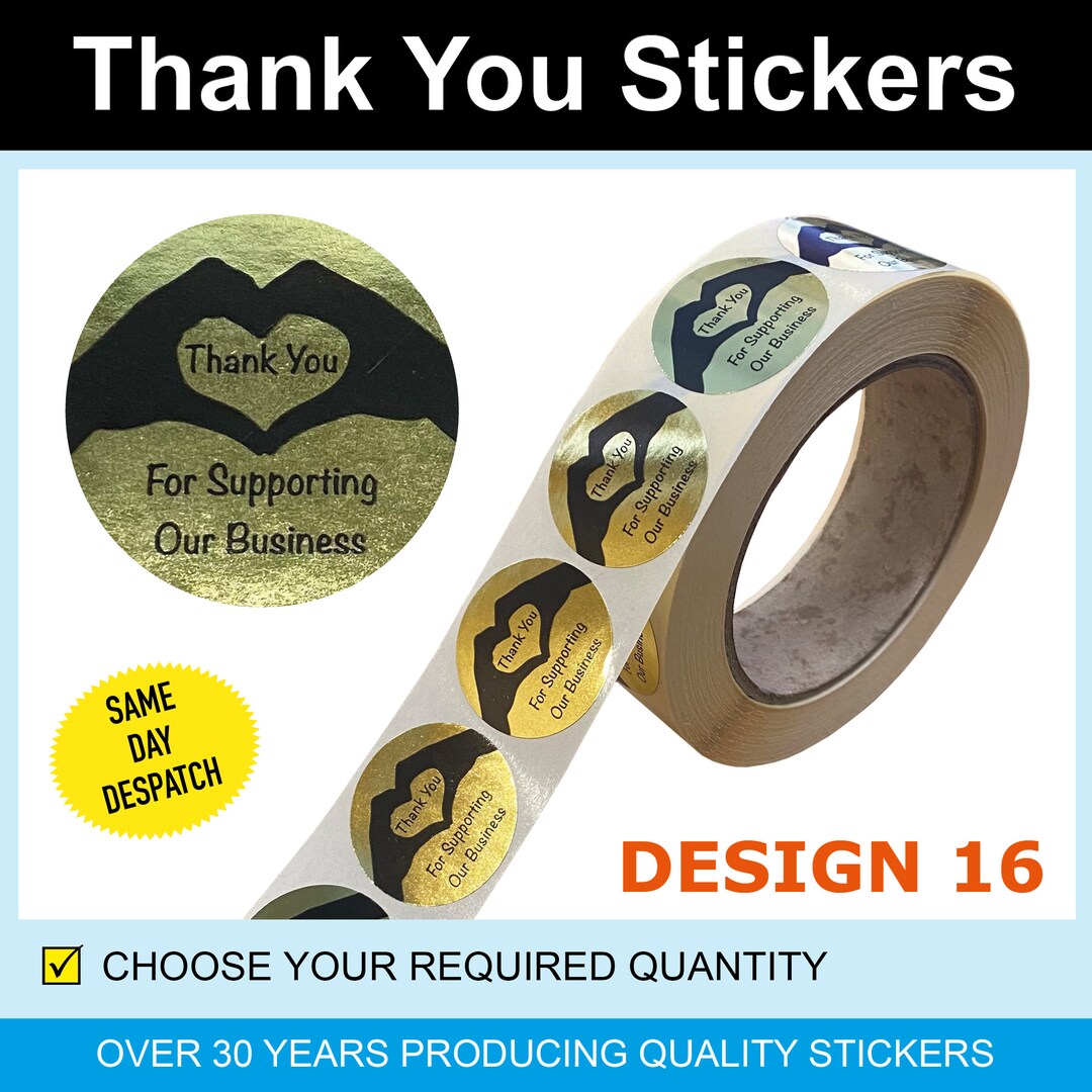Design 16 35mm Circular Thank You Stickers - Etsy