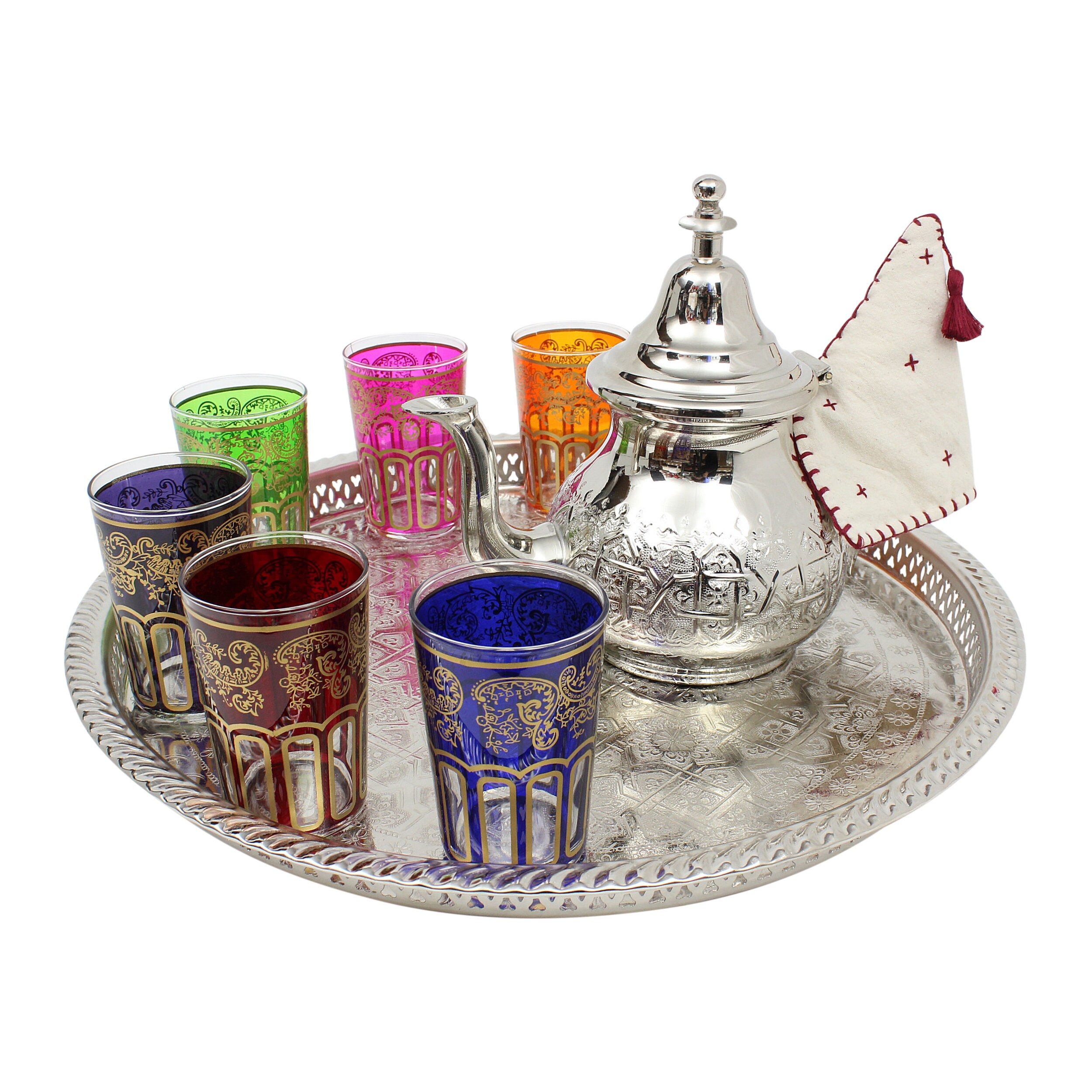 Moroccan Teapot Holders Handle Covers With Burgundy Tassel Handmade ...