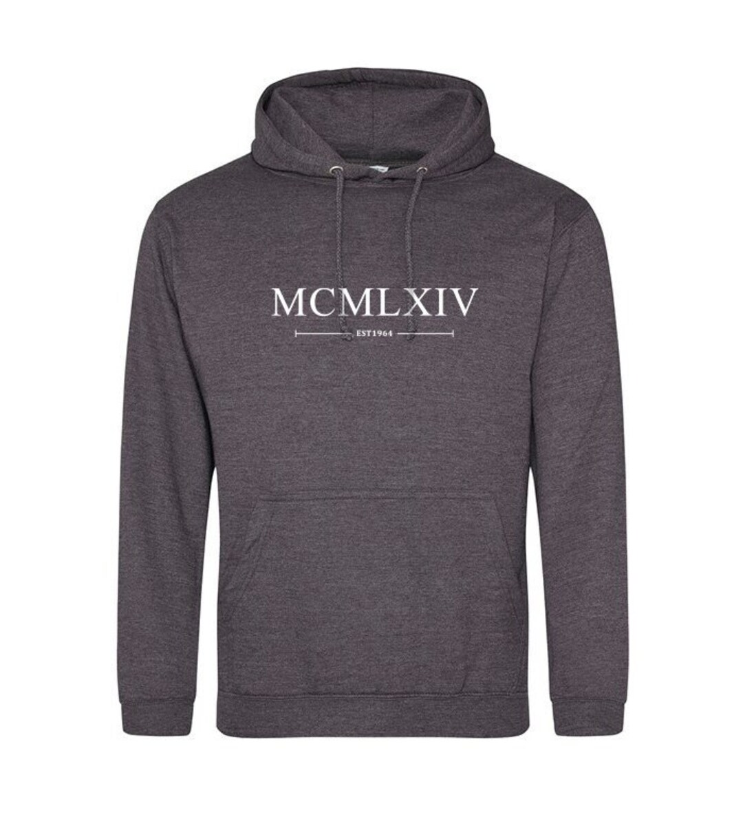 1964 Roman Numerals Hoodie Jumper - Unisex - Warm & Cosy Cotton ...