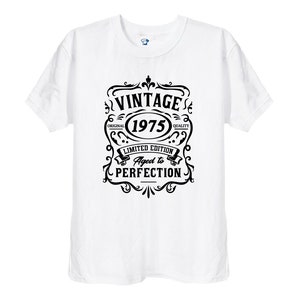 1975 Birthday T Shirt - Funny Vintage Style Bday Top - Birth Date Year ...
