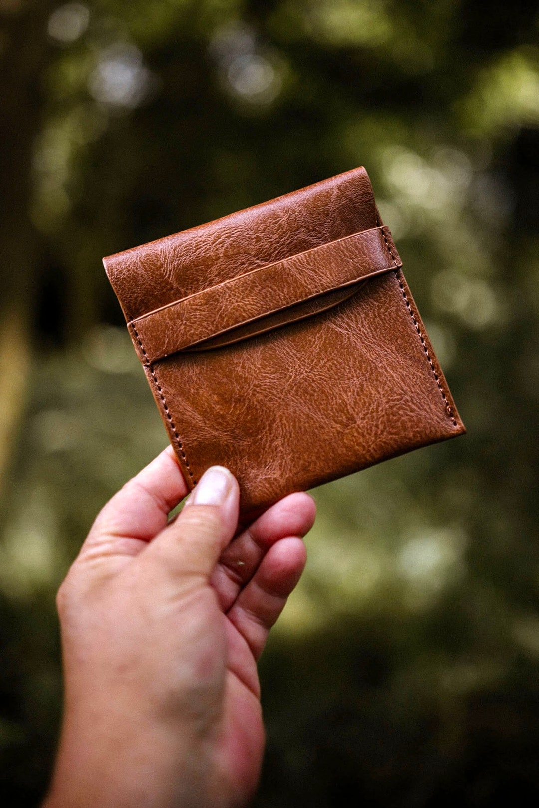 Leather Mini Purse, Flap & Loop Closure (10x10cm) - Etsy