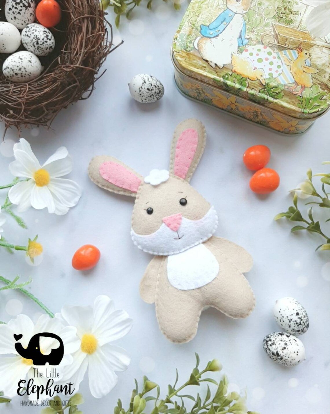 Felt Bunny Rabbit With Fluffy White Tail Woodland Creatures - Etsy UK