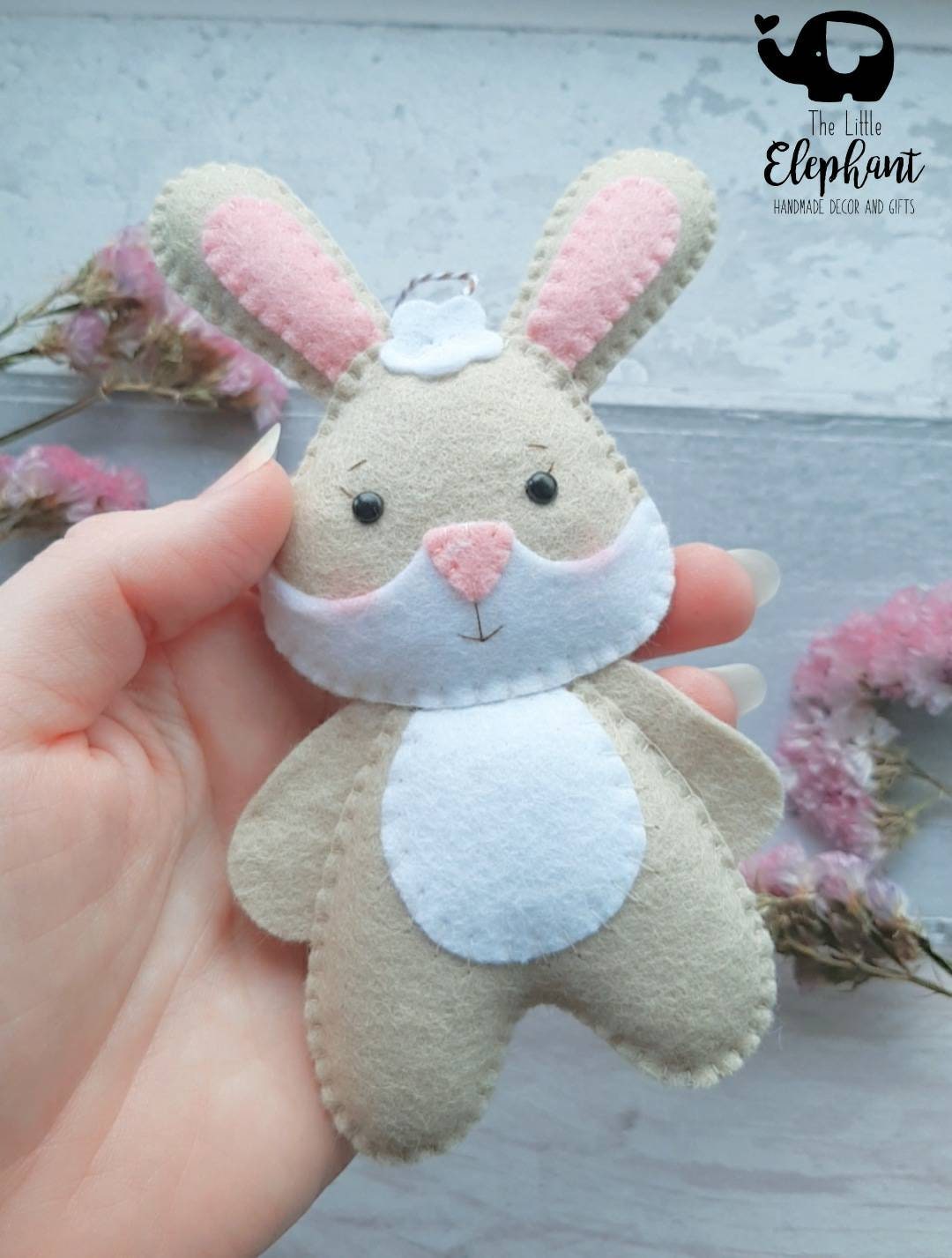 Felt Bunny Rabbit With Fluffy White Tail Woodland Creatures - Etsy UK