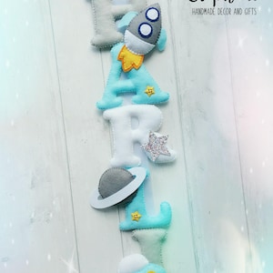 Personalised Space Nursery Bunting, Space Name Banner, Space Nursery ...