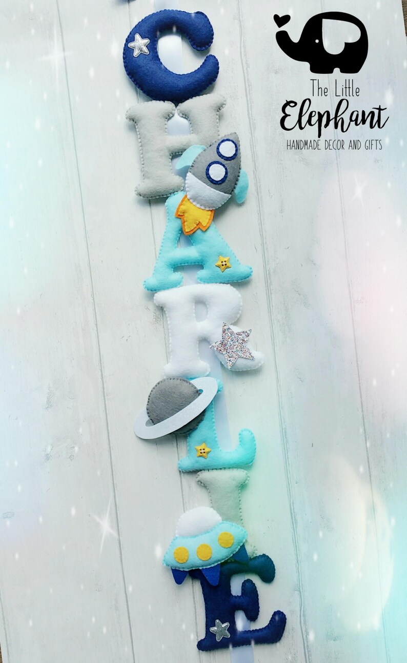 Personalised space nursery bunting Space name banner space | Etsy