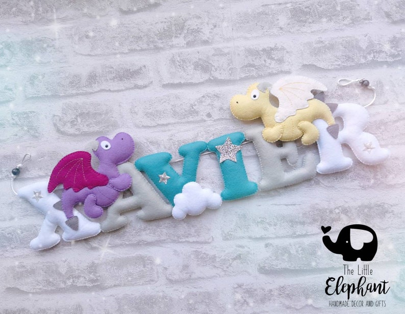 Personalised Dragon Name Banner Dragon Nursery Decor Dragon - Etsy