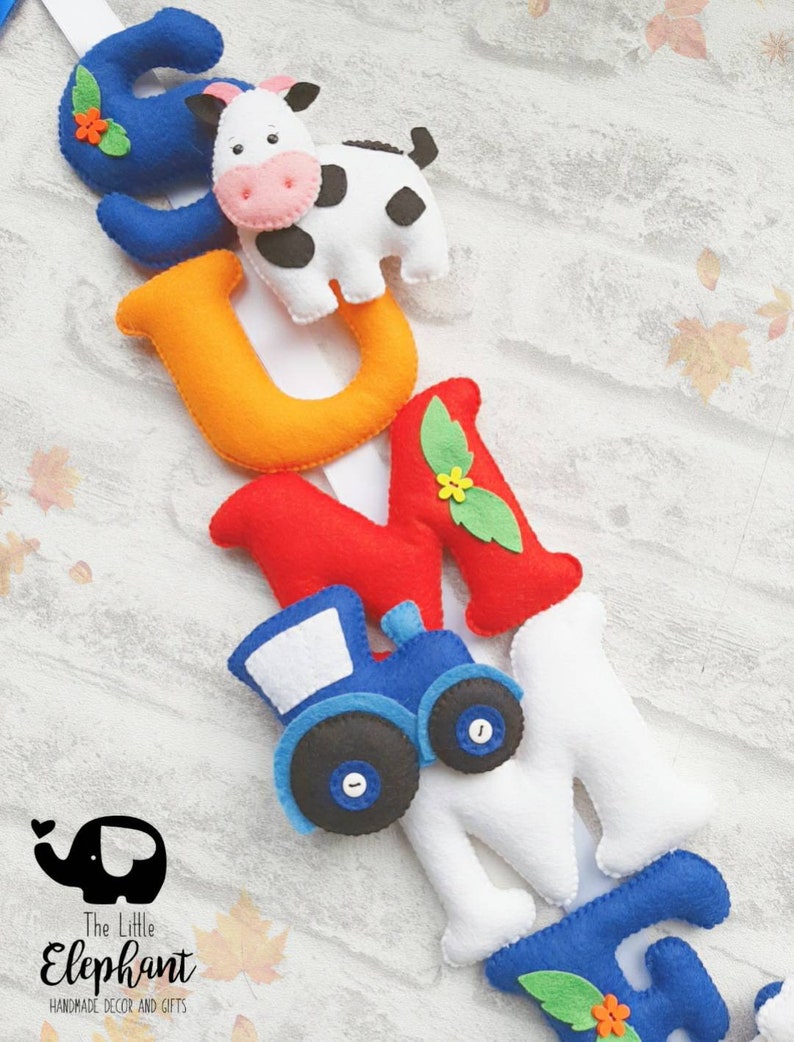 Farm Animals Felt Name Garland, Farmyard Animals, Tractor, Sheep and ...