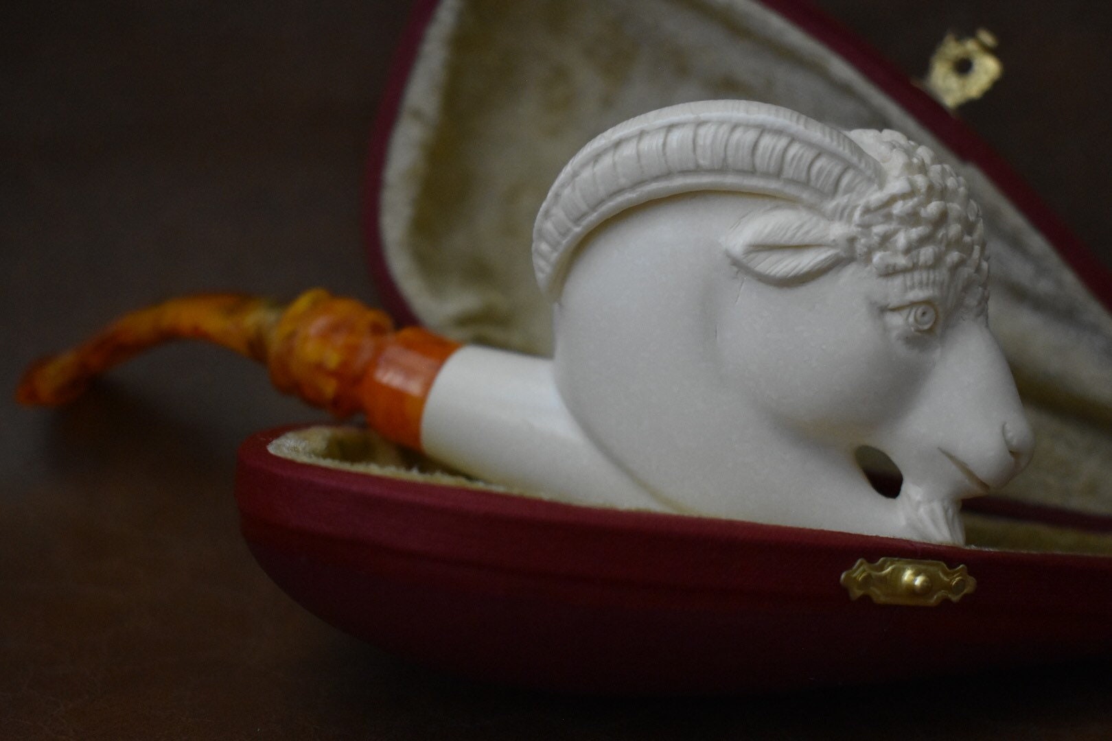Masonic Goat Figure Pipe Handmade Block Meerschaum,w Custom Made ...