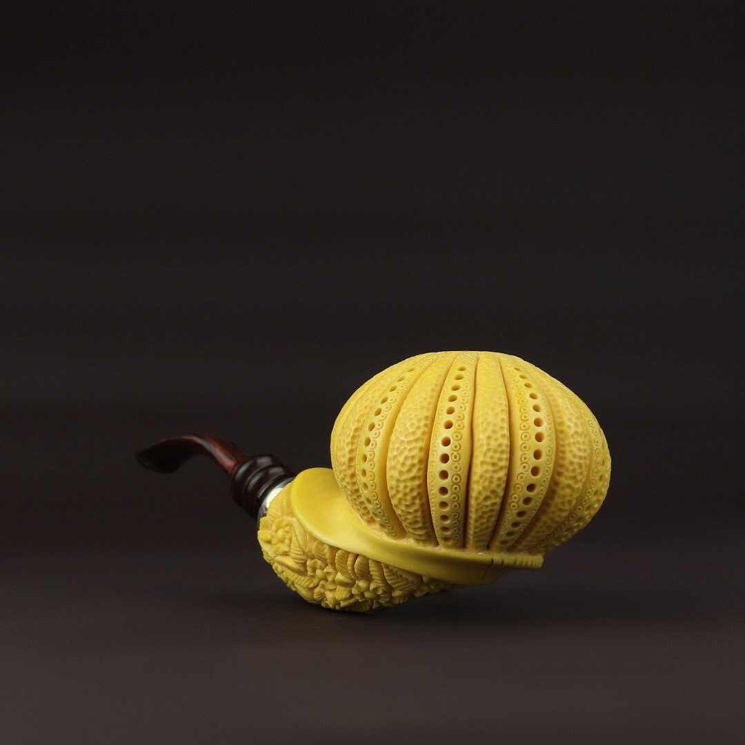 Large Size Ornate Egg /pumpkin Pipe Block Meerschaum,handmade W Custom ...