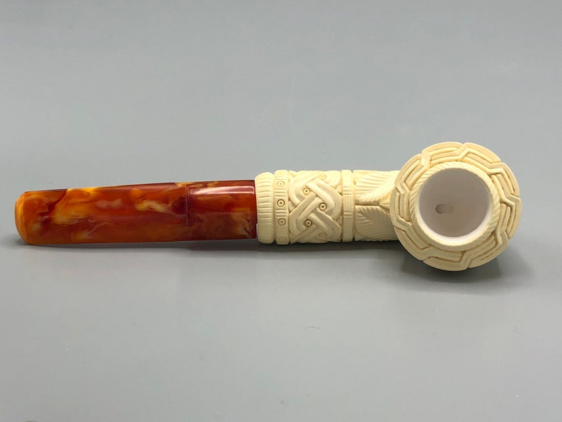 Ornate Design Rhodesian Shape Pipe,handmade Block Meerschaum,w Custom ...