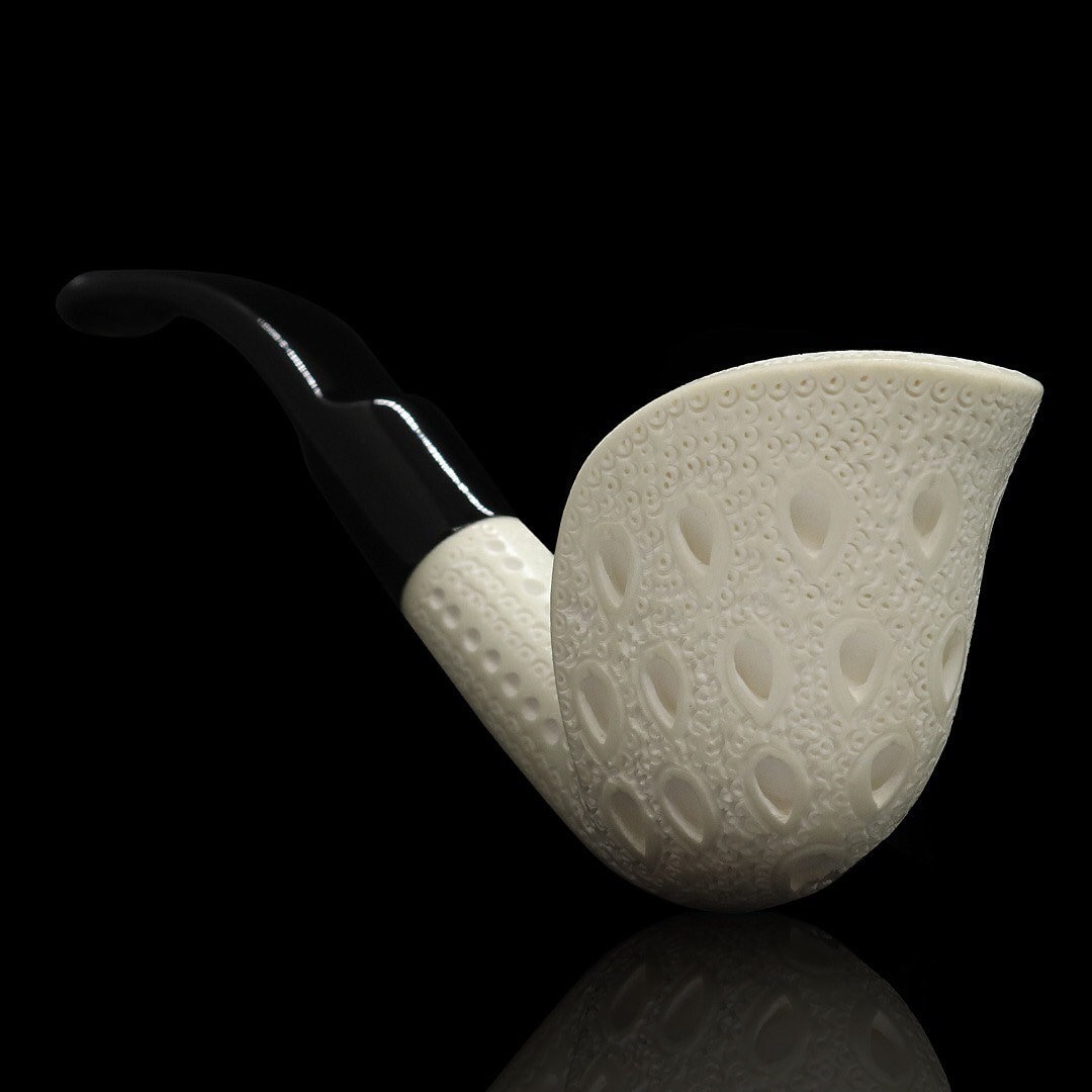 Lattice Design Cobra Pipe Block Meerschaum,handmade W Custom Made Case ...