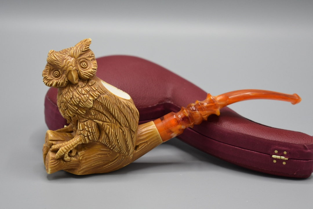 Owl Figure Pipe Handmade New Block Meerschaum,w Custom Made Case#515 - Etsy
