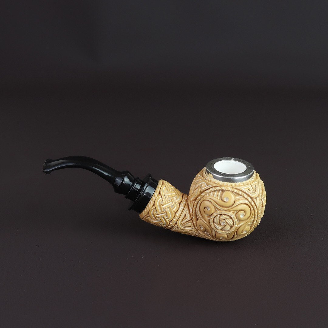 H EGE ORNATE Fat Bent Apple Pipe-block Meerschaum-handcarved-new-with ...
