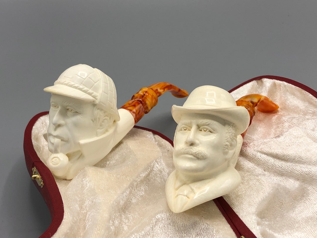 Detective Sherlock Holmes and Dr. Watson Figure Pipes ,block Meerschaum ...
