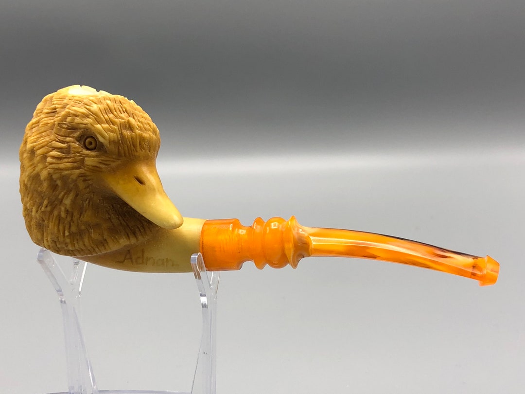 Duck Figure Pipe Handmade New Block Meerschaum,w Custom Made Case#1753 ...