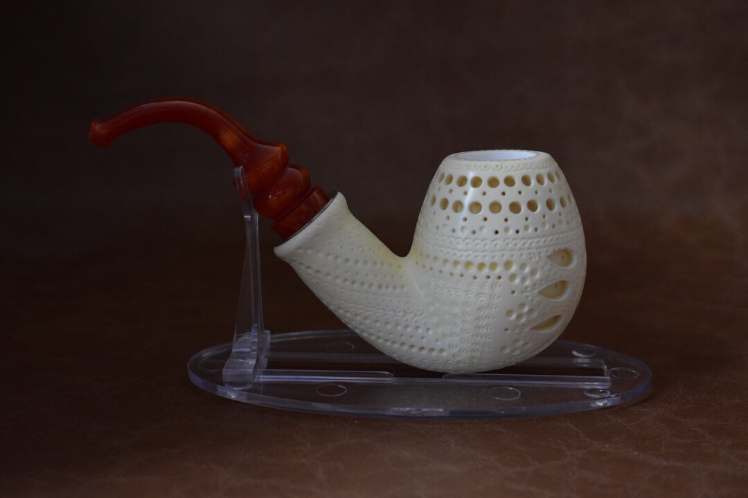 Bent Egg Shape Pipe,handmade Block Meerschaum,w Custom Made Case7 ...