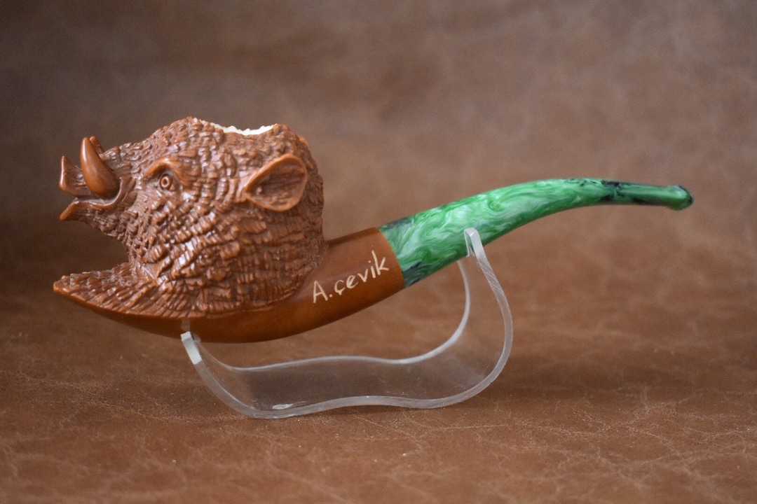 Wild Boar Pipe Handmade New Block Meerschaum,w Custom Made Case#419 - Etsy