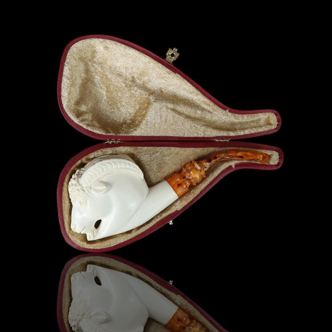 Masonic Goat Figure Pipe Handmade Block Meerschaum,w Custom Made ...