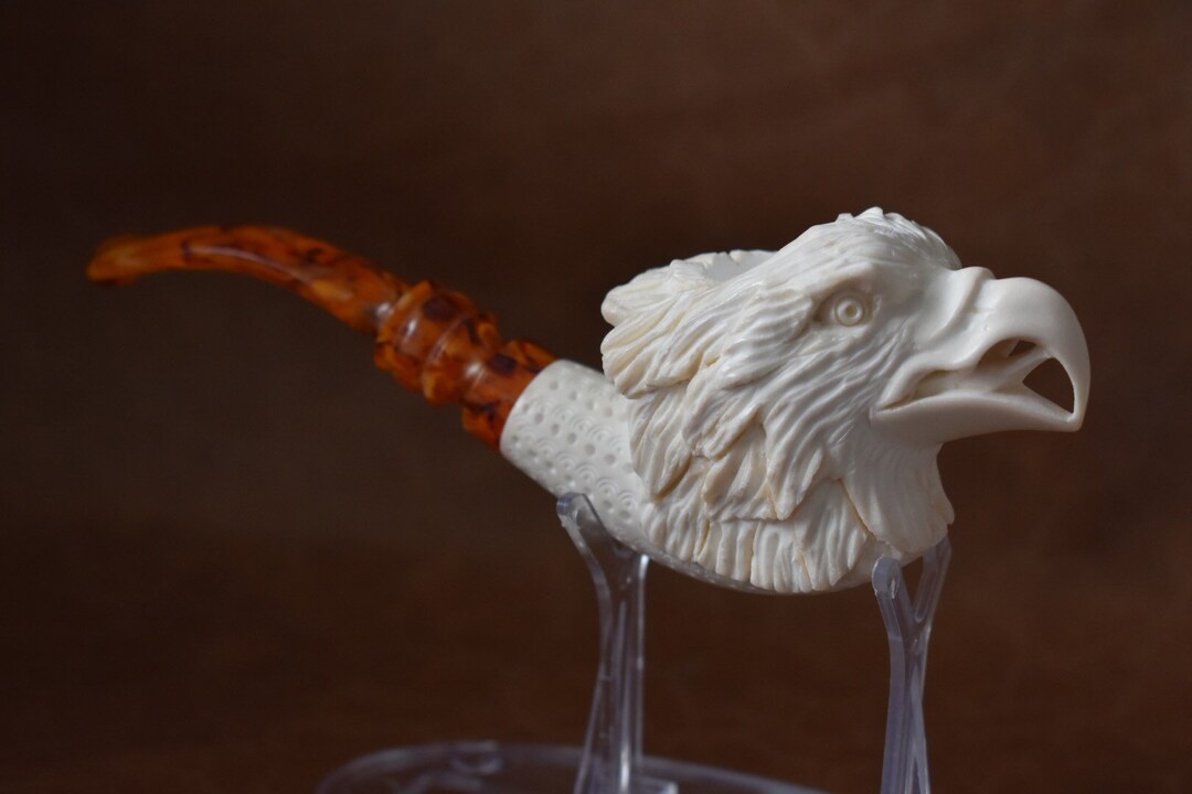 Bold Eagle Pipe,new,handmade Block Meerschaum,w Custom Made Case#1587 ...